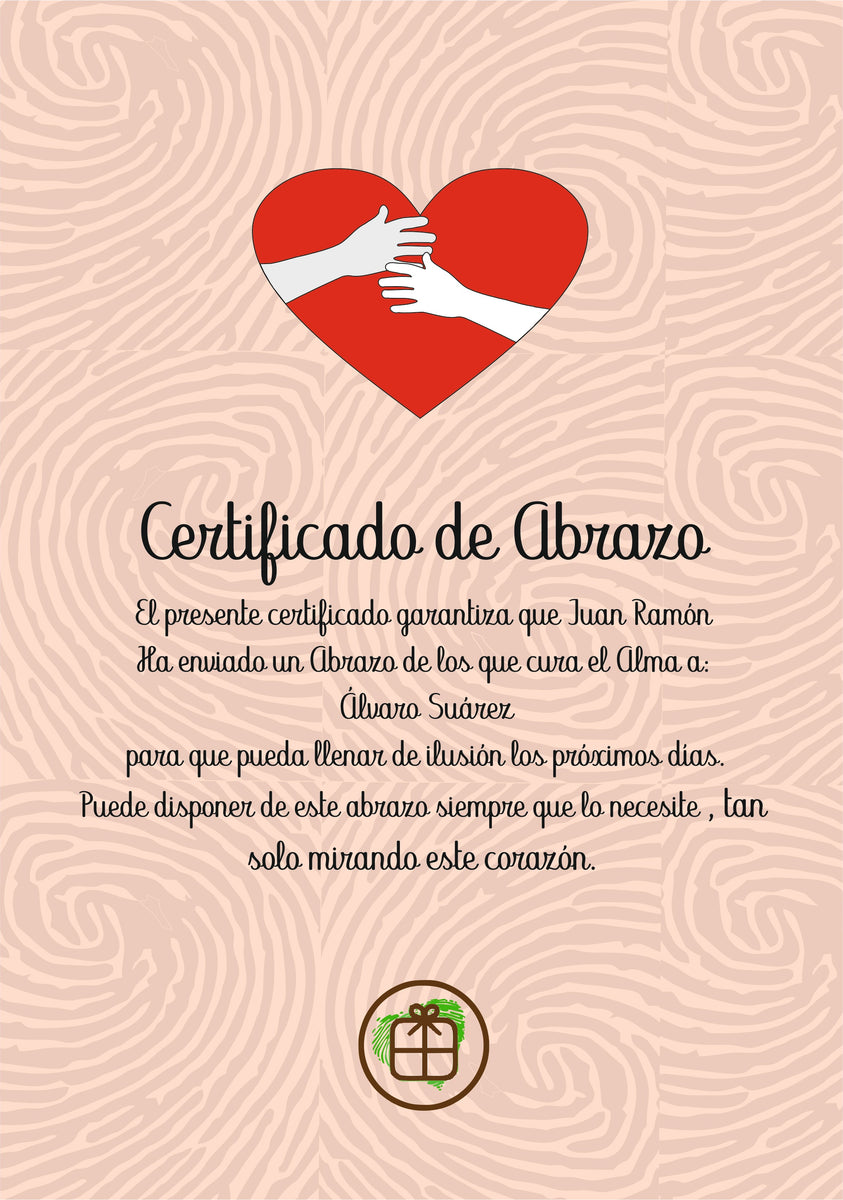 Love abrazo con certificado de abrazo – Trocitos de mí